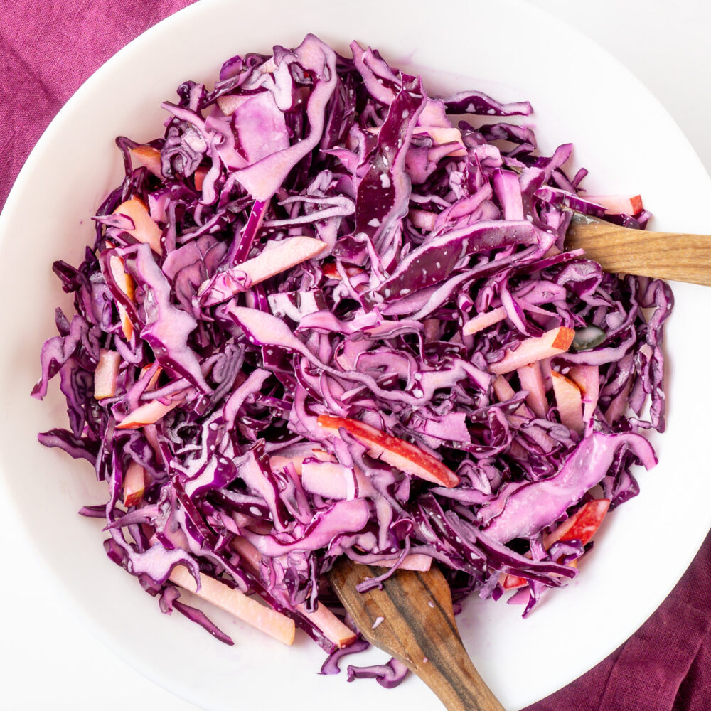 Red Cabbage Apple Slaw - Vegan on Board